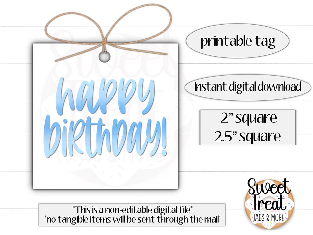Printable Birthday Gift Tags - Happy Birthday Blue Gift Tag - Birthday ...