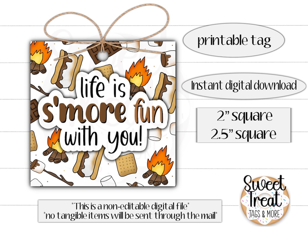 Printable S'more Tag - Life is S'more Fun With You Tag - Smore Treat ...