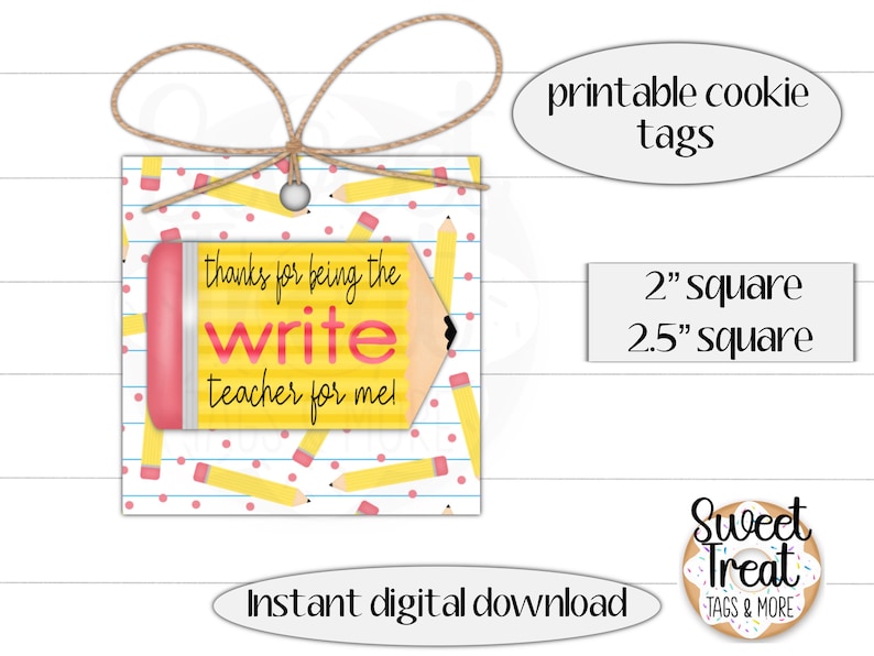 Printable Teacher Appreciation Gift Tag Thank You for Being the Write ...
