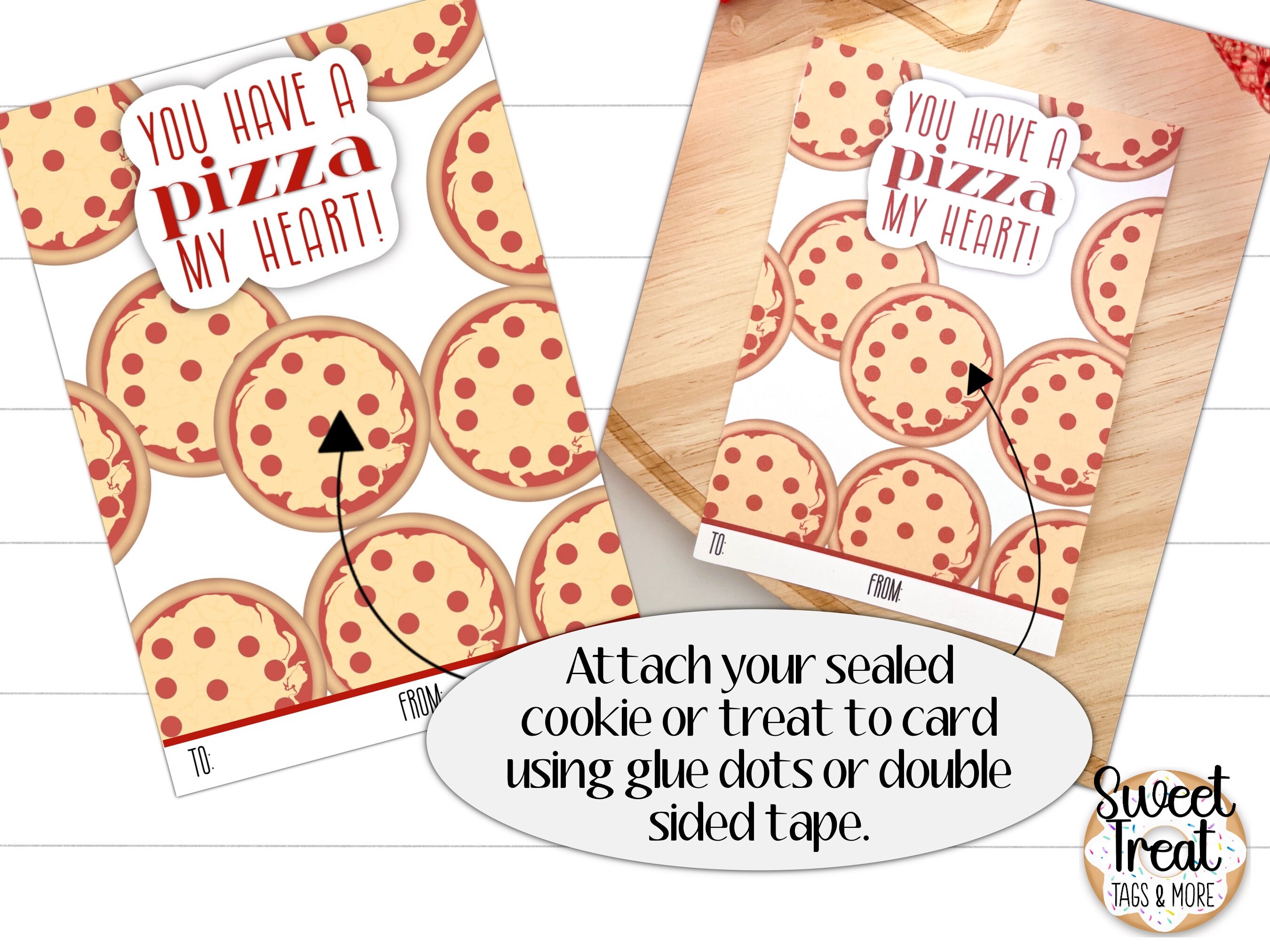 Printable Valentines Day Cookie Card You Have a Pizza My - Etsy