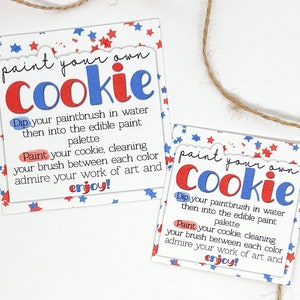 Printable Patriotic PYO Cookie Tag Set -2"- 2.5"- 4th of July PYO ...