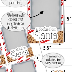 Printable Christmas Cookie Card - a Cookie From Santa - 3.5x5 ...