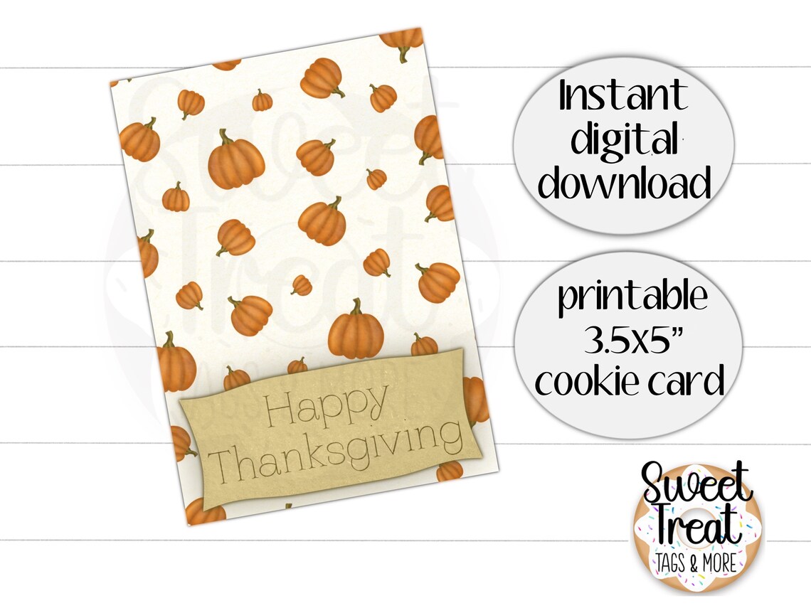 Printable Thanksgiving Cookie Card Happy Thanksgiving - Etsy