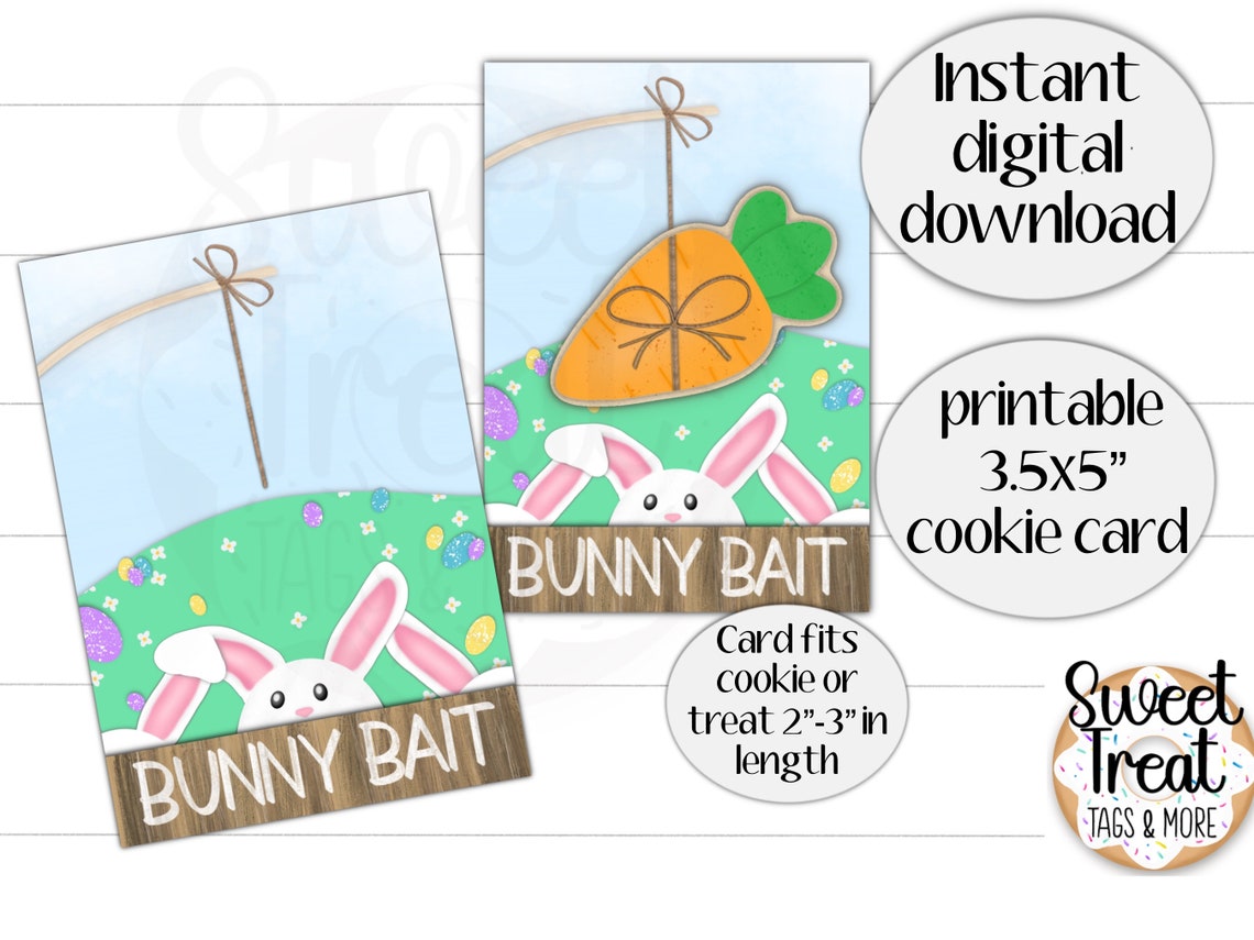 Printable Easter Cookie Card Bunny Bait 3.5x5 Bunny Bait Cookie Card ...