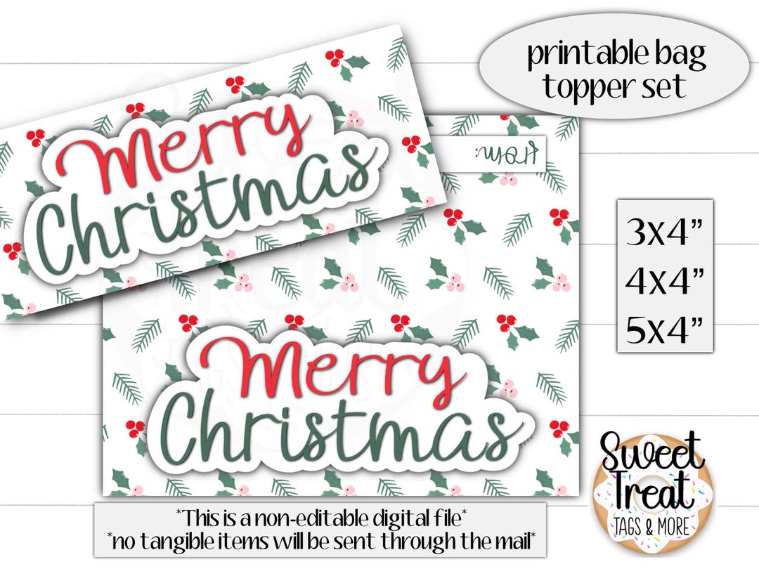 Printable Christmas Cookie Topper - Christmas Treat Topper - Christmas ...