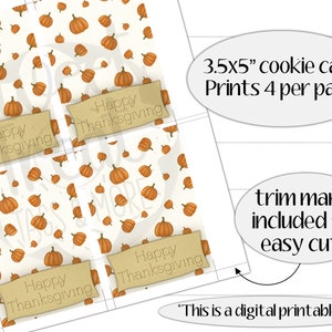 Printable Thanksgiving Cookie Card Happy Thanksgiving - Etsy
