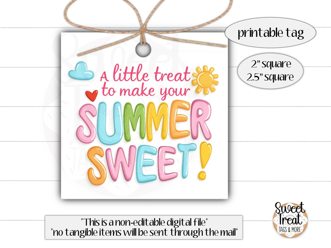 Printable Summer Tag - Summer Treat Tag - Summer Class Tags - Summer ...