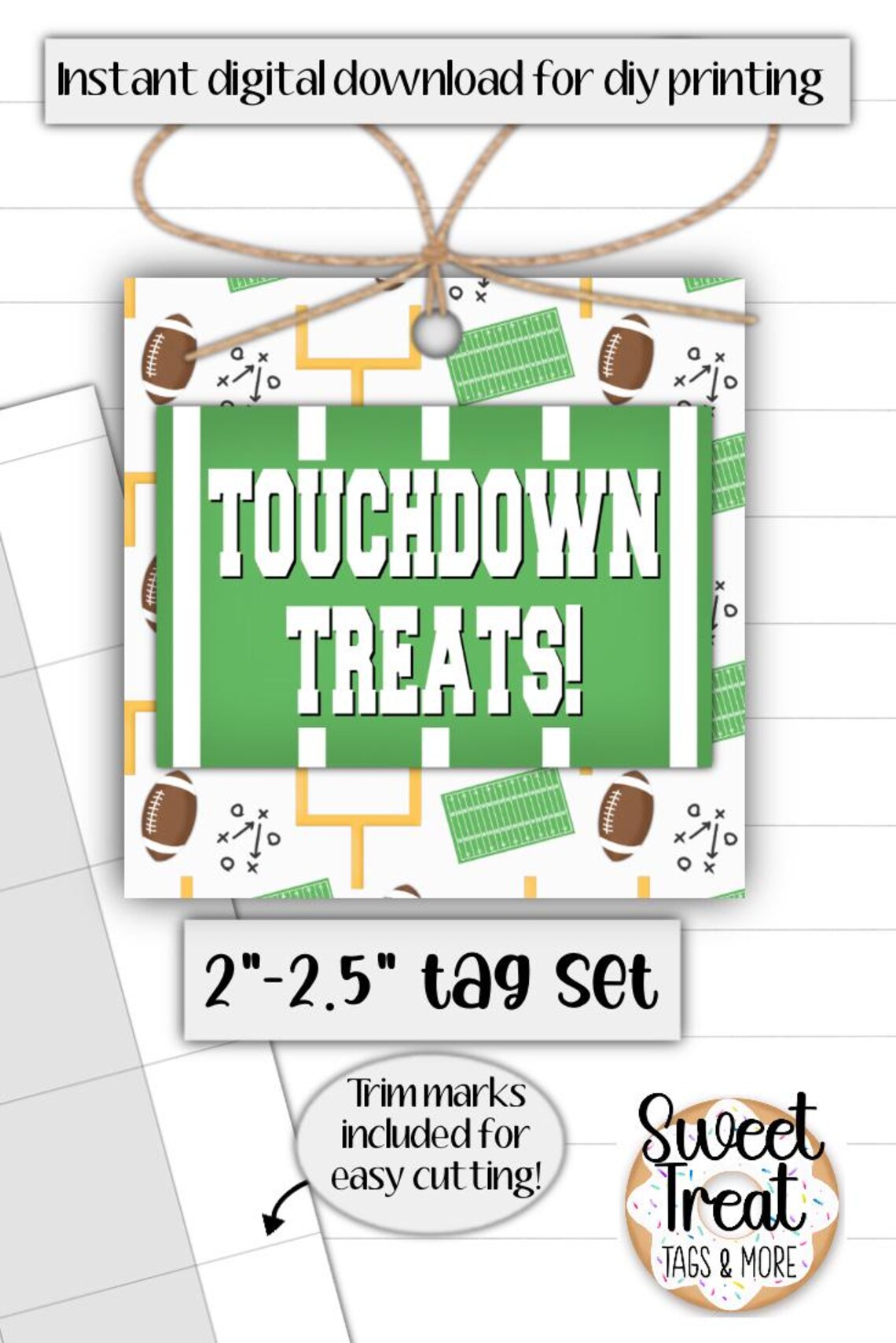 Printable Football Tag - Football Cookie Tag - Touchdown Treats Gift ...