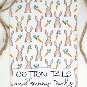 Printable Easter Cookie Card Happy Easter 3.5x5 Cotton Tails and Bunny ...