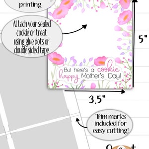Printable Mother's Day Cookie Card - Happy Mothers Day - 3.5x5 ...