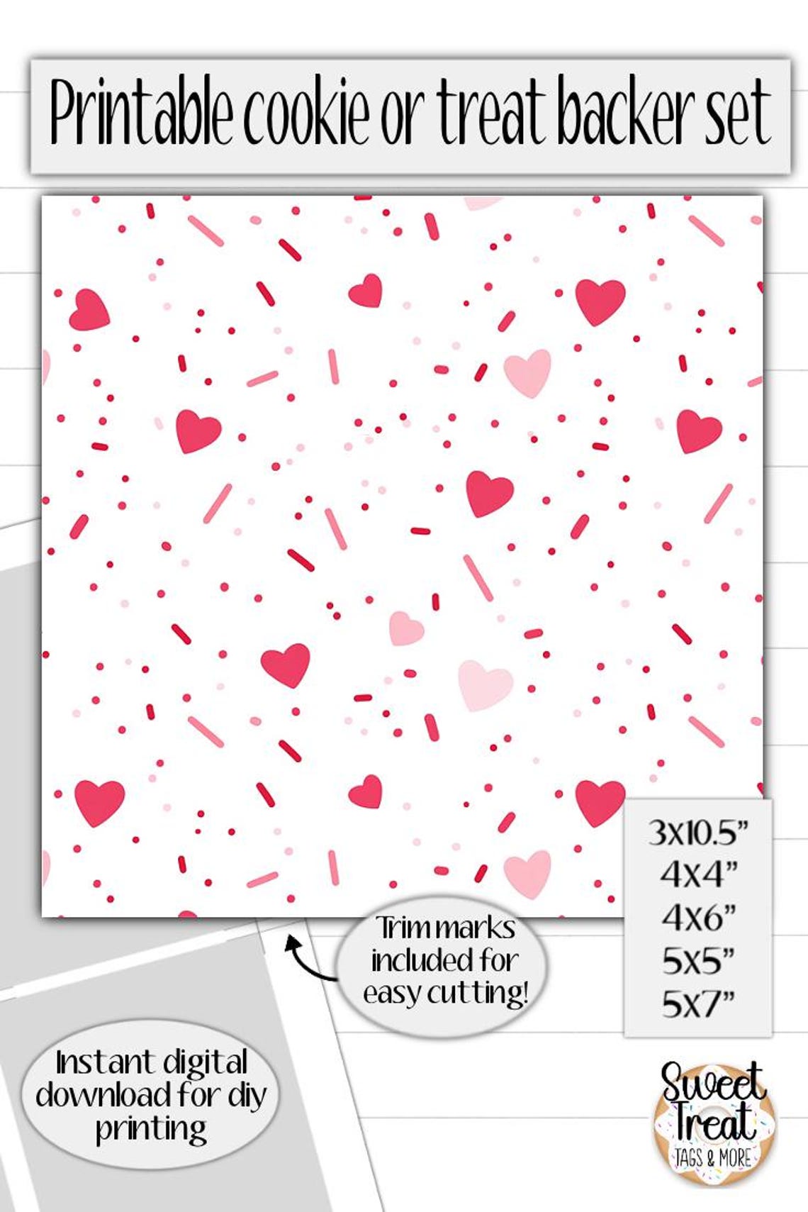 Printable Valentine's Day Backers - Sprinkles and Hearts Cookie Box ...