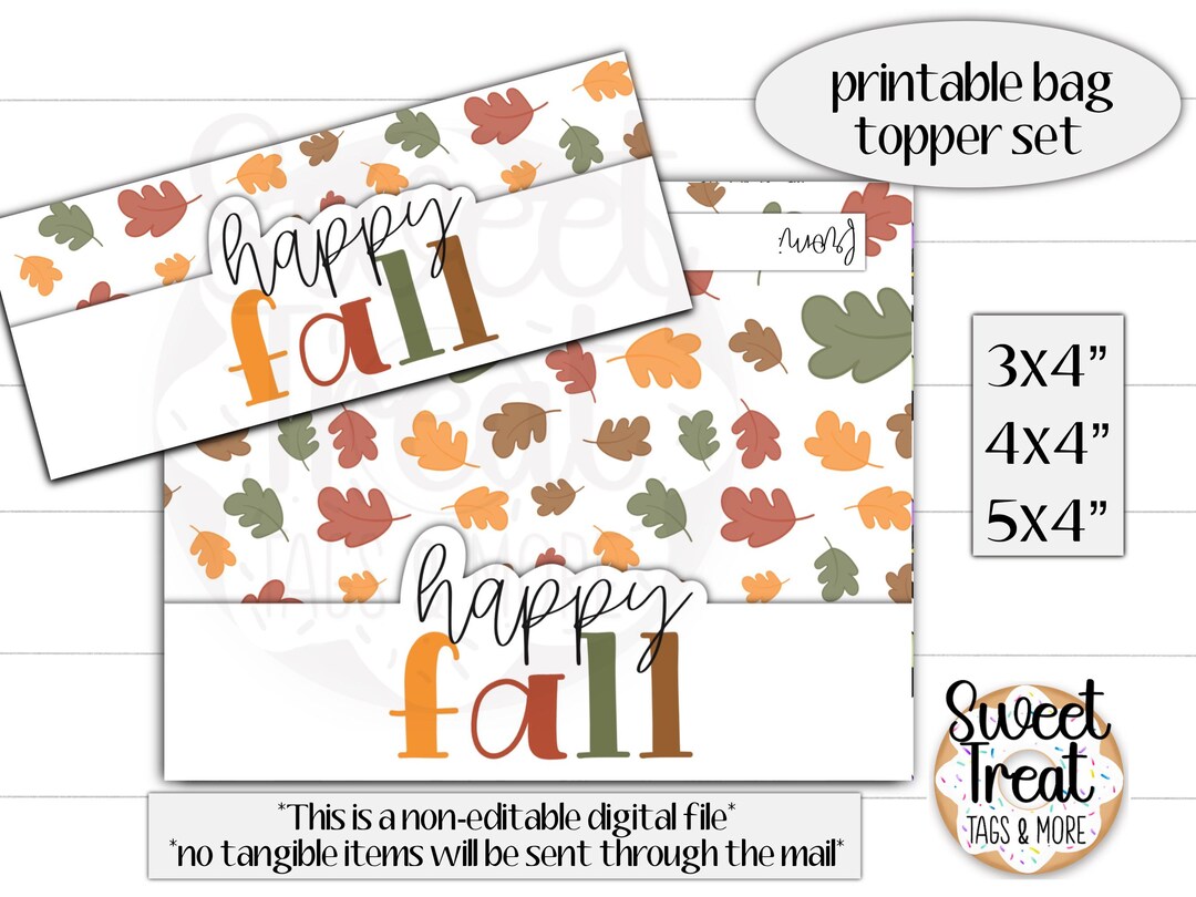 Printable Fall Topper Set - Happy Fall Cookie Topper Set - Fall Cookie ...