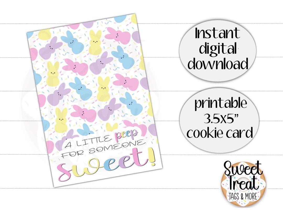 Printable Easter Cookie Card a Little Peep for Someone Sweet 3.5x5 Peep ...
