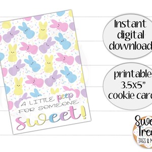 Printable Easter Cookie Card - a Little Peep for Someone Sweet - 3.5x5 ...