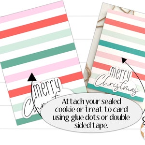 Printable Christmas Cookie Card - Merry Christmas - Stripes - 3.5x5 ...
