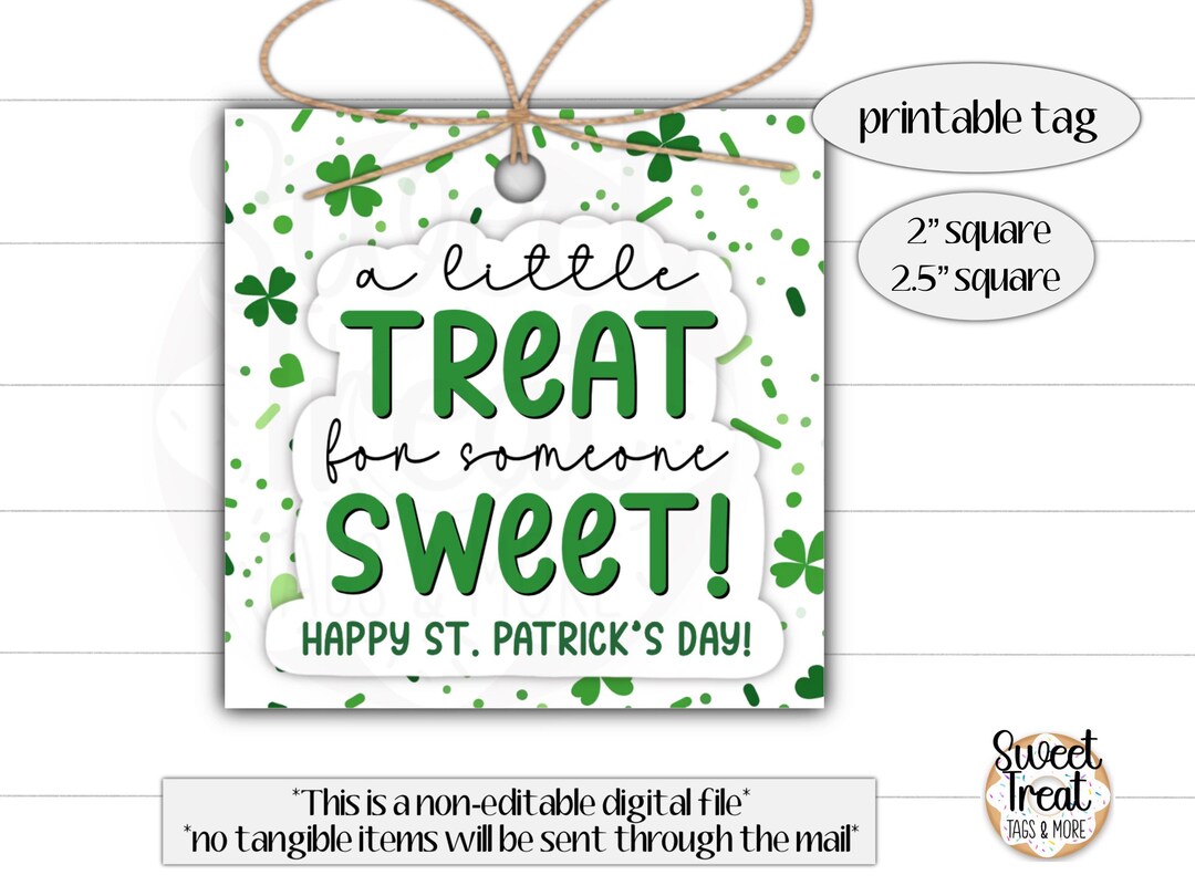 St. Patrick's Day Cookie Tag - St. Patrick's Day a Little Treat Tag ...