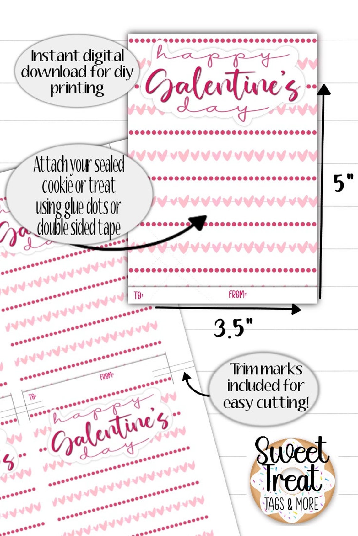 Printable Valentine's Day Cookie Card - Happy Galentine's Day - 3.5x5 ...