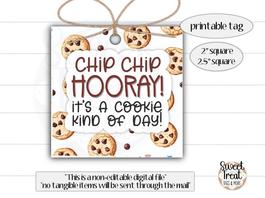 Printable Cookie Tag - Chocolate Chip Cookie Tag - Chocolate Chip ...