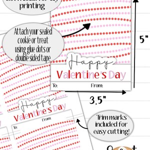 Printable Valentines Day Cookie Card Happy Valentine's Day 3.5x5 Red ...