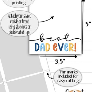 Printable Father's Day Cookie Card -best Dad Ever! -3.5x5"- Best Dad ...