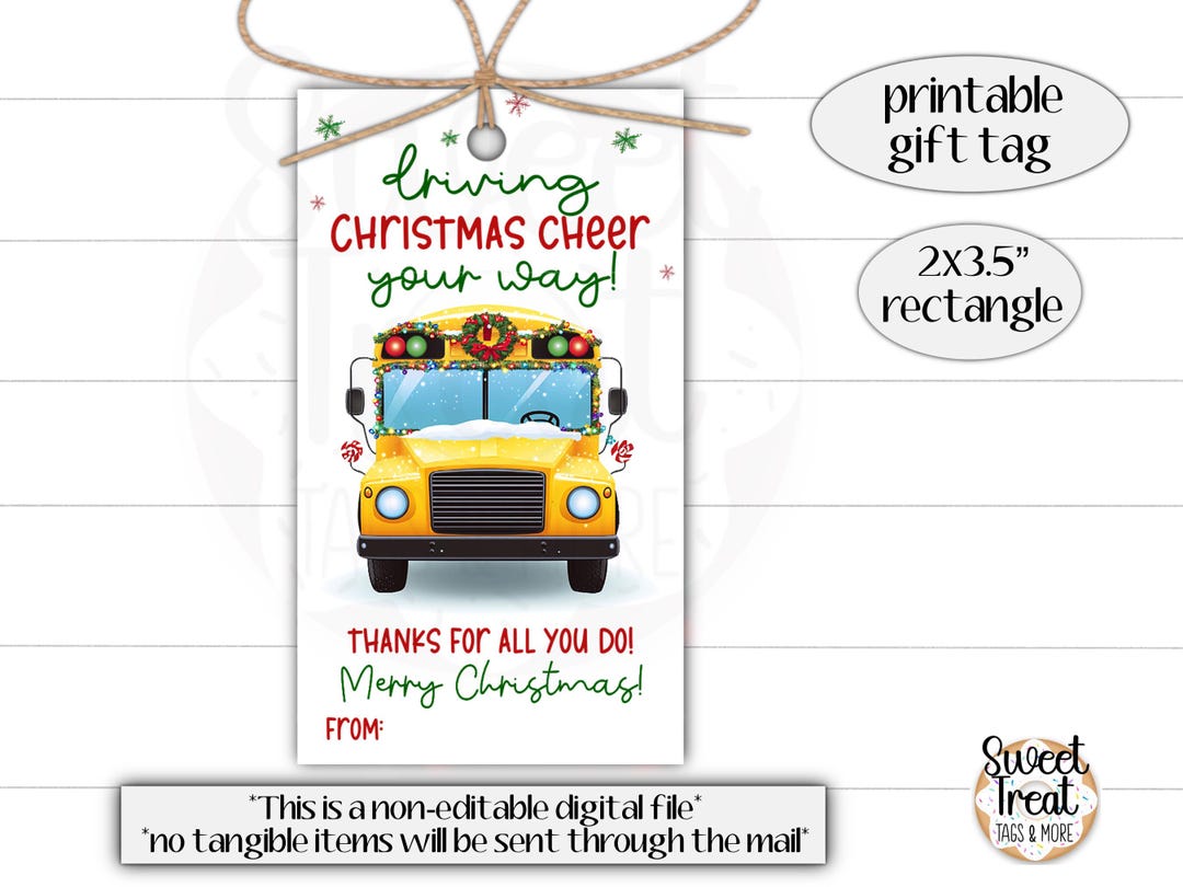 Christmas Bus Driver Tag - Bus Driver Christmas Tag - School Christmas ...