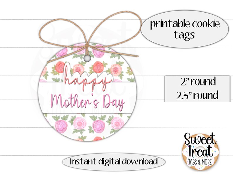 Printable Mother's Day Gift Tag Happy Mother's Day Round Gift Tag 2 2.5 ...