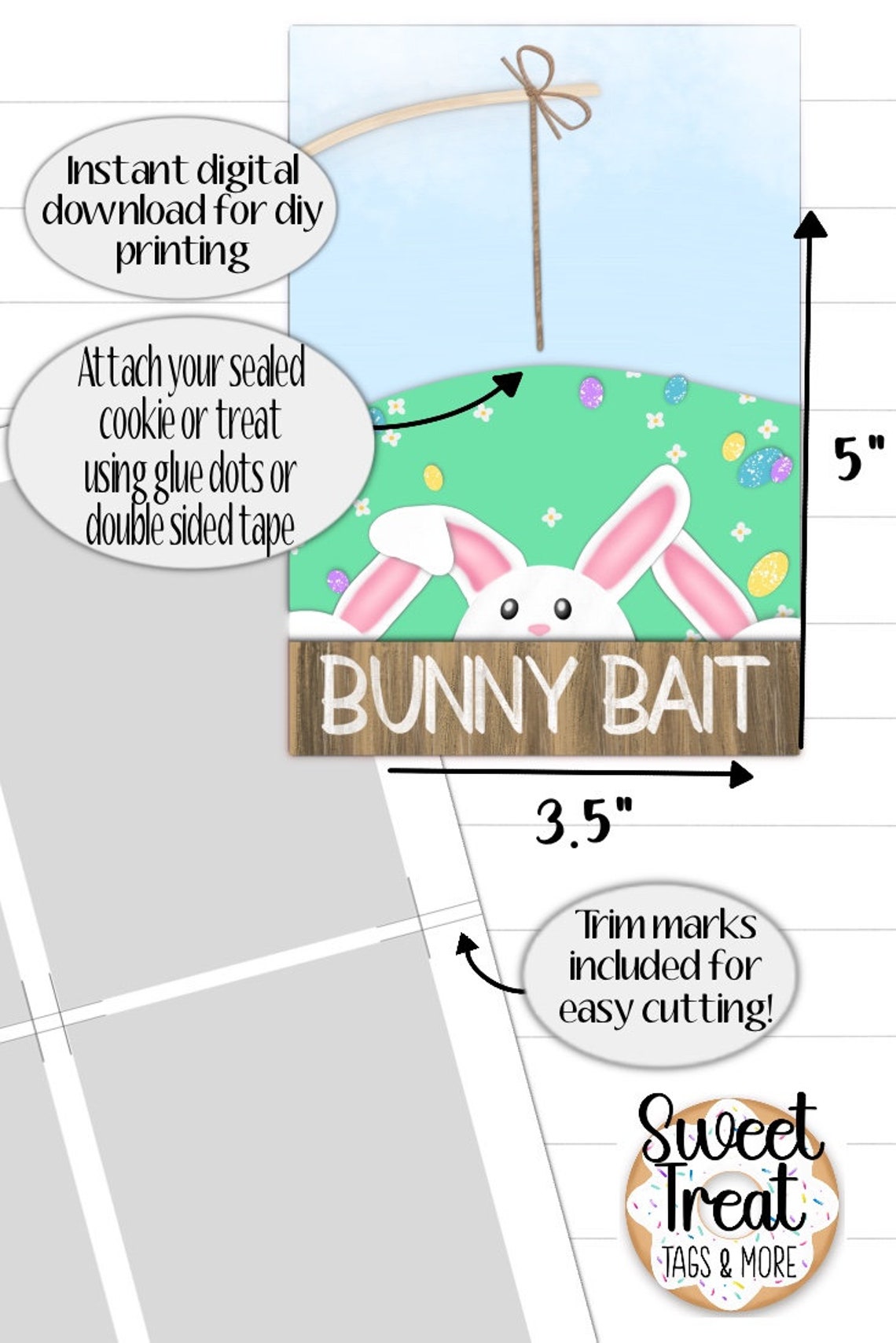 Printable Easter Cookie Card Bunny Bait 3.5x5 Bunny Bait Cookie Card ...