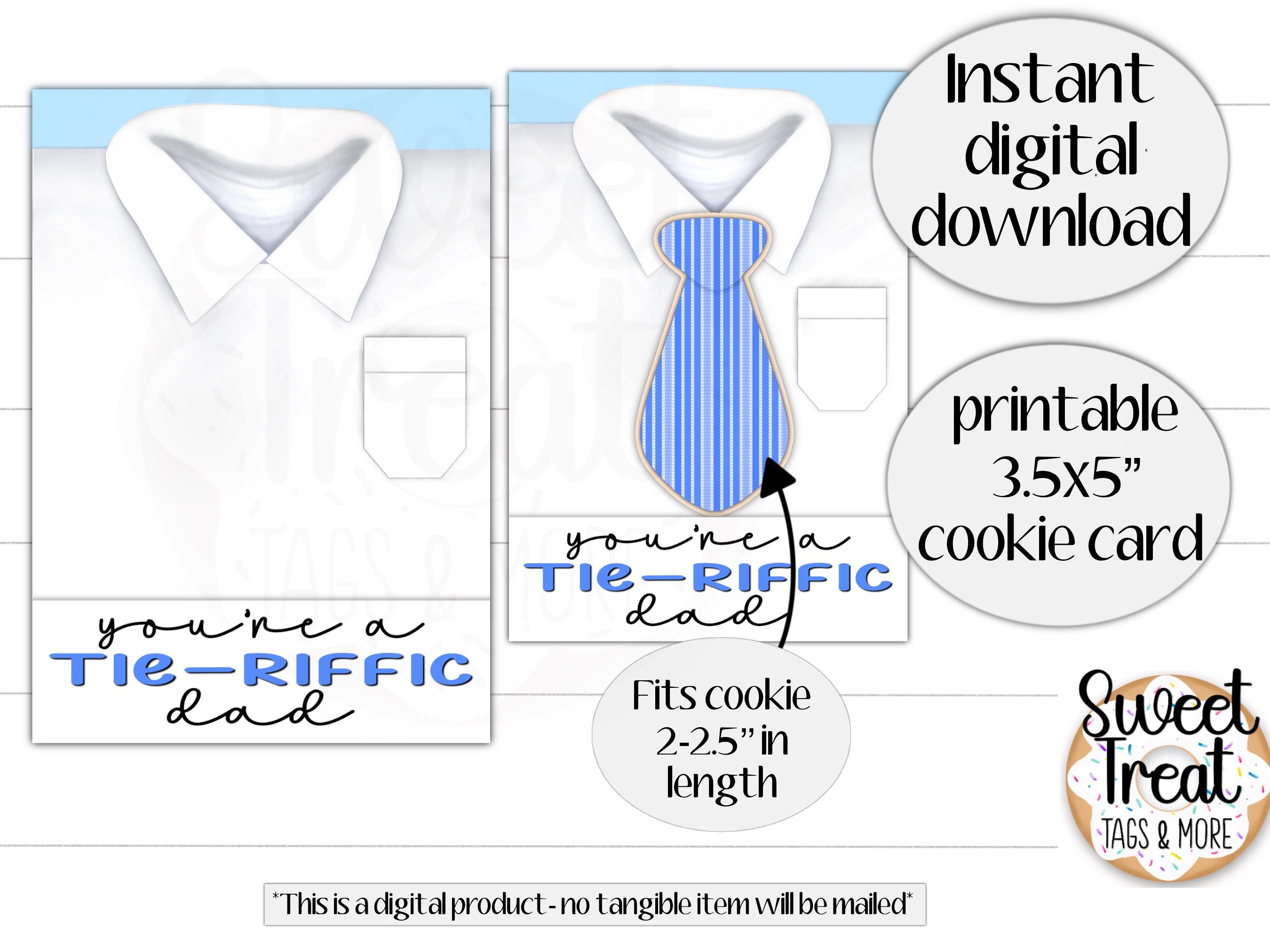 Printable Father's Day Cookie Card Tie-riffic Dad 3.5x5 Tie Cookie Card ...