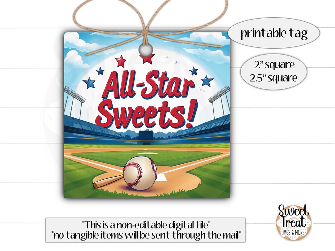 Printable Baseball Tag - Baseball Cookie Tag - Baseball Party ...