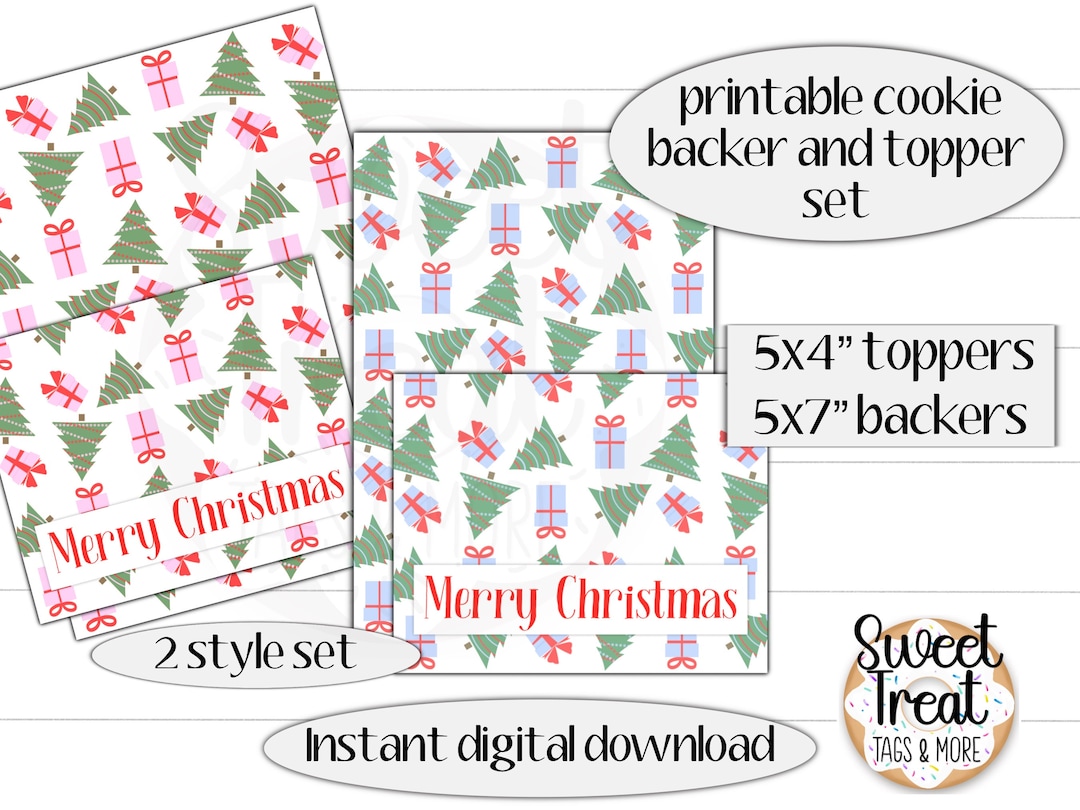 Printable Christmas Cookie Topper and Backer Set- Merry Christmas- Pink ...