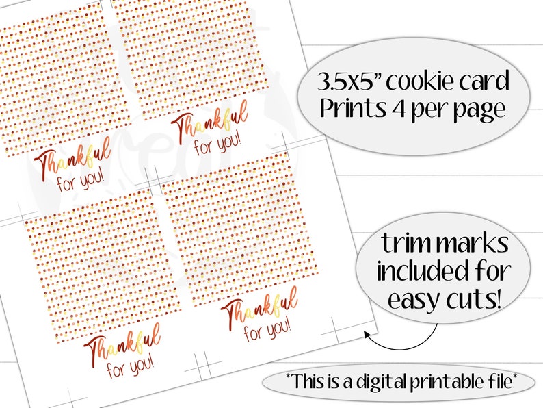 Printable Thanksgiving Cookie Card - Thankful for You Red Orange Yellow ...