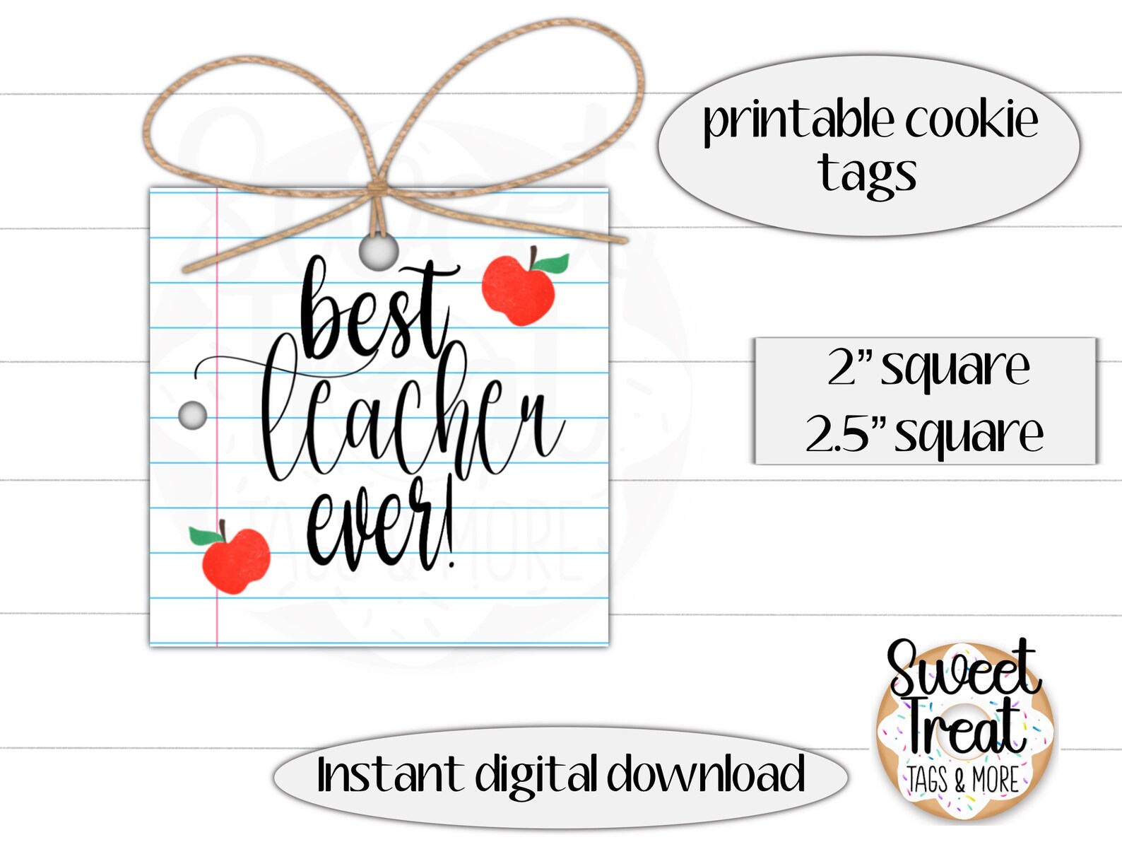 Printable Teacher Appreciation Gift Tag 22.5 Best Teacher Ever Tag ...
