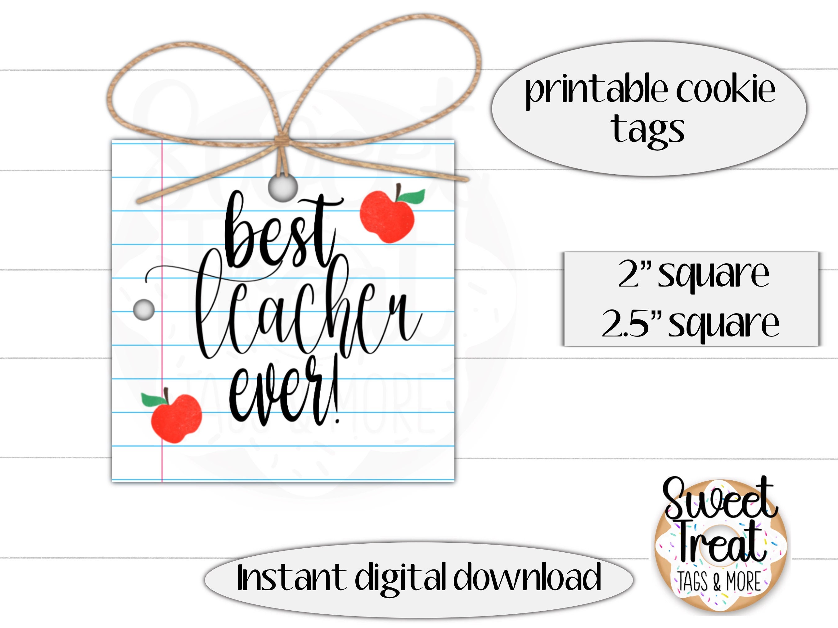 Printable Teacher Appreciation Gift Tag 22.5 Best Teacher Ever Tag ...