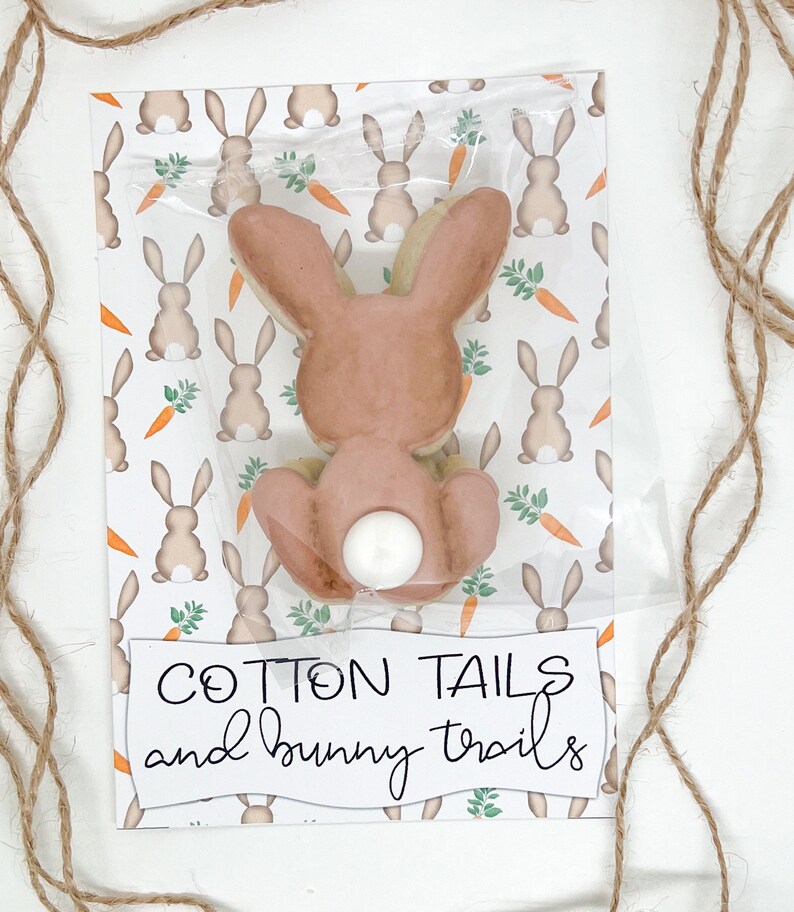 Printable Easter Cookie Card Happy Easter 3.5x5 Cotton Tails and Bunny ...