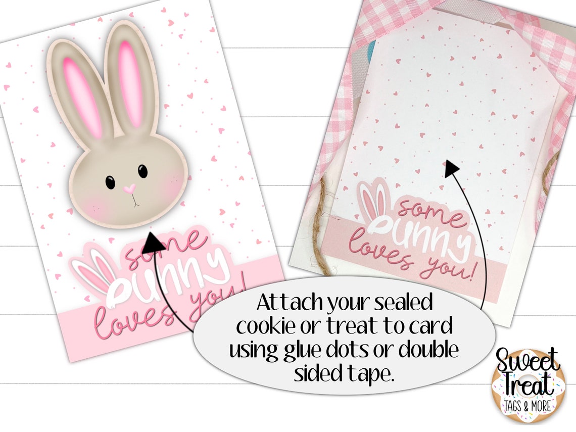 Printable Easter Cookie Card Some Bunny Loves You 3.5x5 Easter Bunny ...