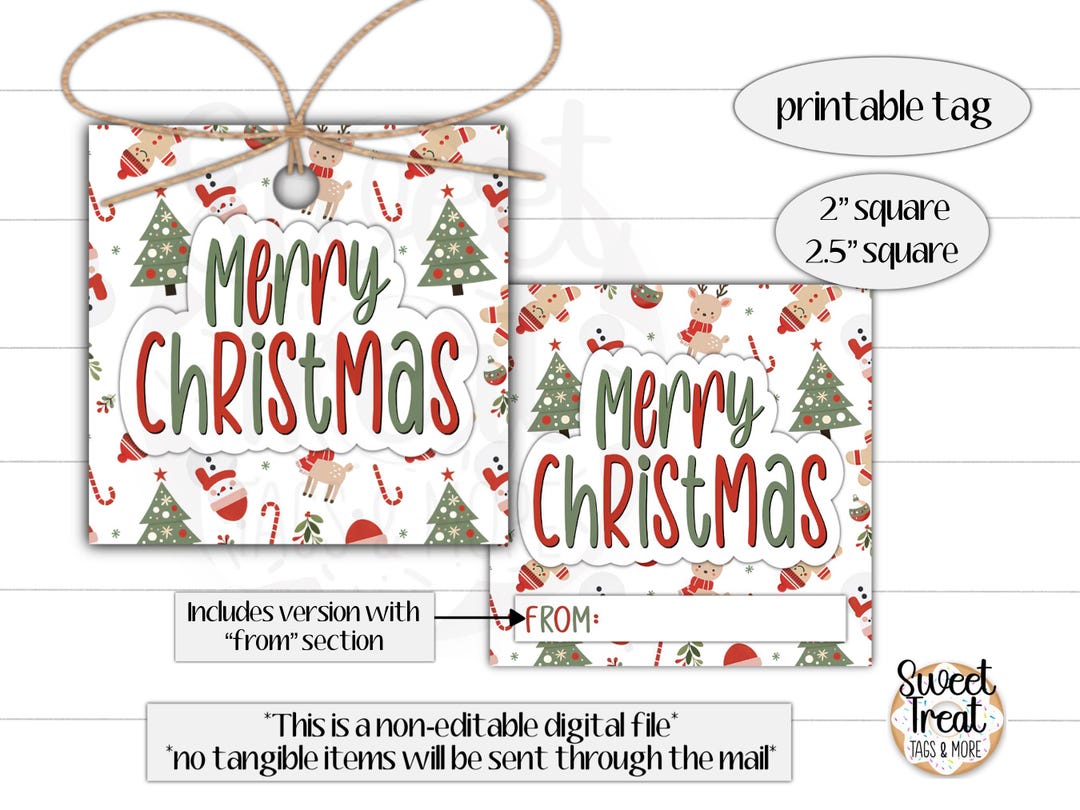 Printable Christmas Cookie Tags - Christmas Treat Tag - Reindeer Gift ...