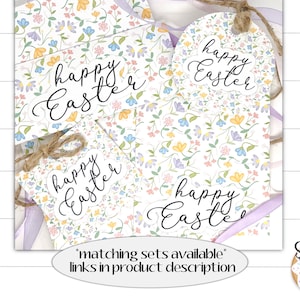 Printable Easter Cookie Card - Happy Easter - 3.5x5" Spring Florals ...