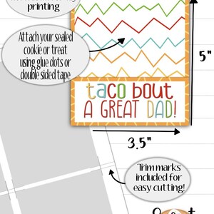 Printable Father's Day Cookie Card - Taco Bout a Great Dad - 3.5x5 ...