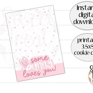 Printable Easter Cookie Card - Some Bunny Loves You - 3.5x5" Easter ...