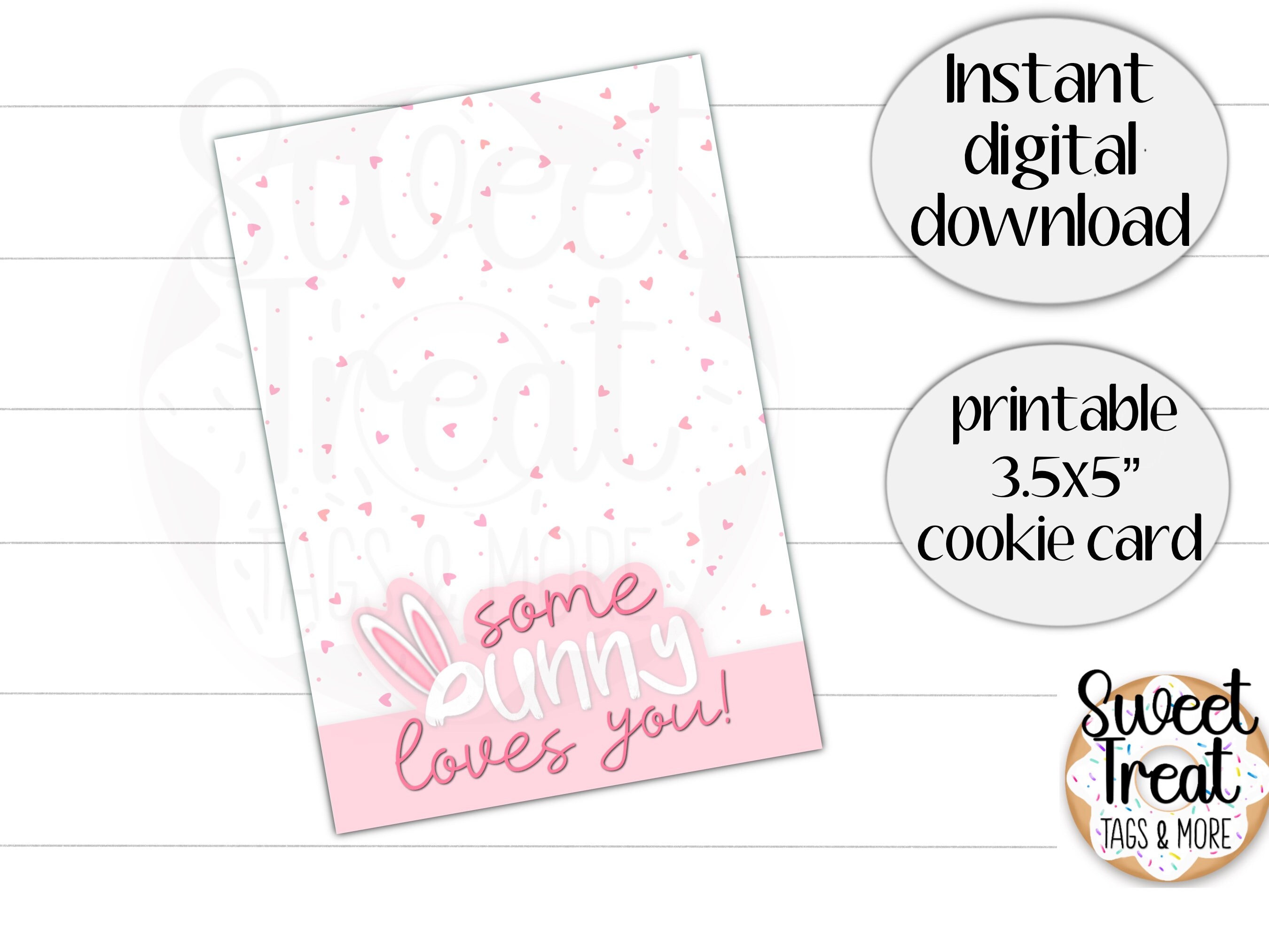 Printable Easter Cookie Card Some Bunny Loves You 3.5x5 Easter Bunny ...