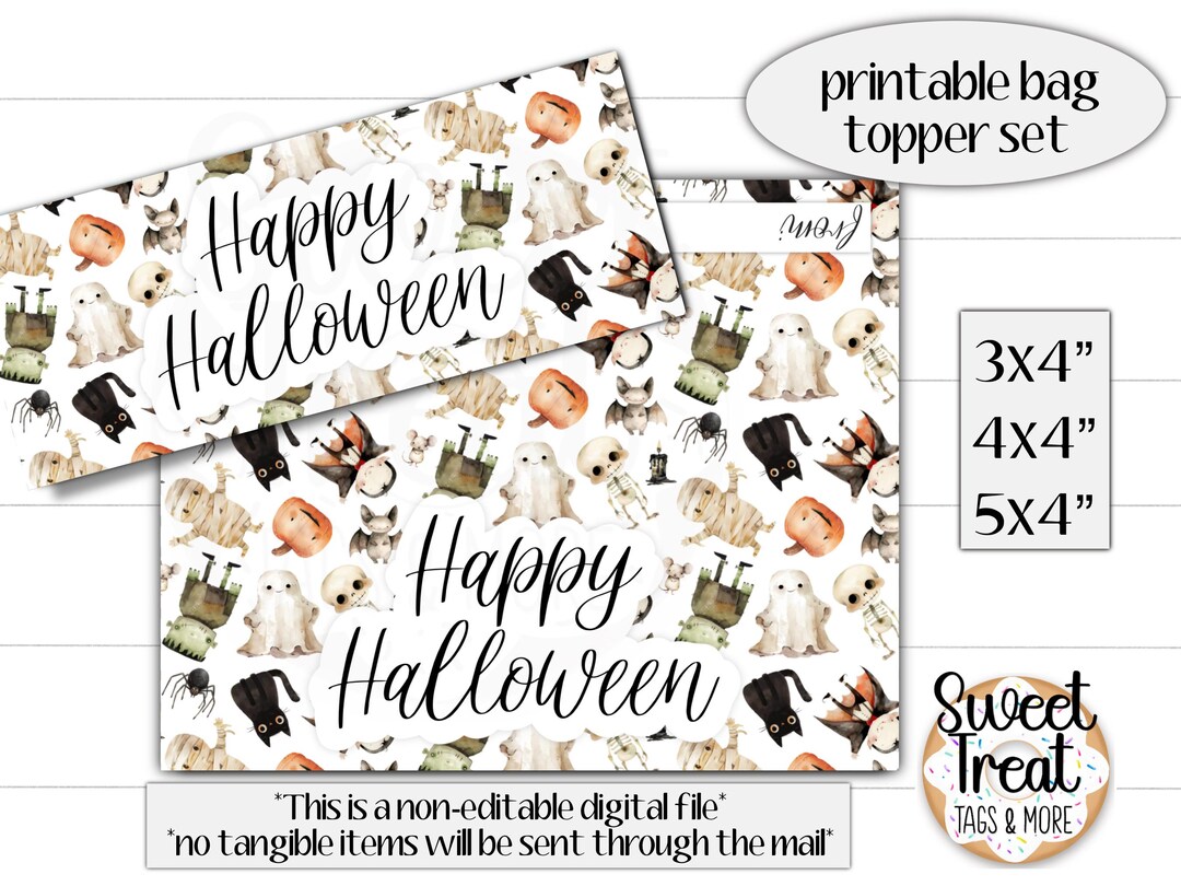 Printable Halloween Cookie Toppers - Halloween Favors - Halloween Bag ...