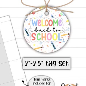 Printable Round Back to School Cookie Tag Set - Round 2"-2.5"- Welcome ...