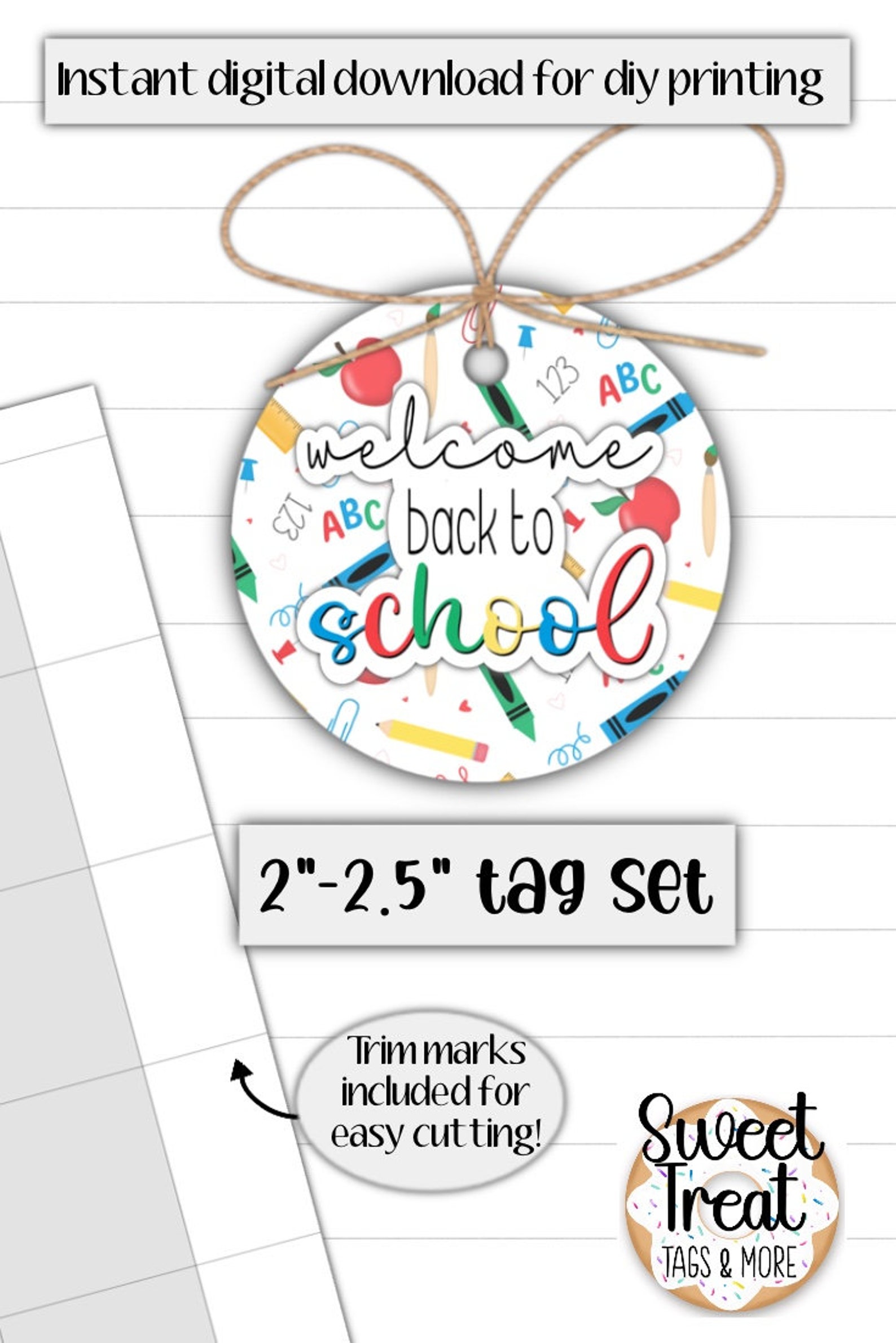 Printable Back to School Cookie Tag Set Round Cookie Tags 2 2.5 Welcome ...