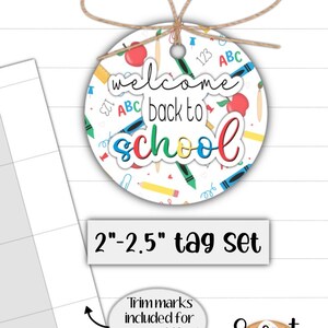 Printable Back to School Cookie Tag Set - Round Cookie Tags 2" - 2.5 ...