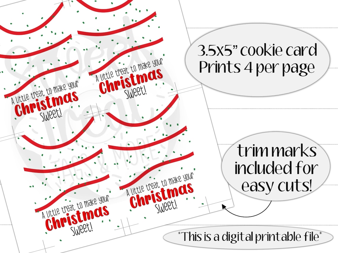 Printable Christmas Cookie Card a Little Treat to Make Your Christmas ...
