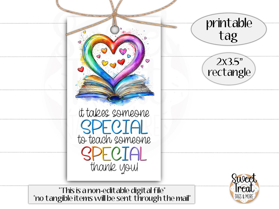 Printable Autism Teacher Appreciation Tag - SPED Teacher Gift - Special ...