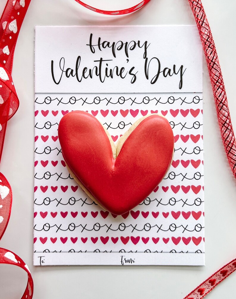 Printable Valentines Day Cookie Card - Happy Valentine's Day - 3.5x5 ...
