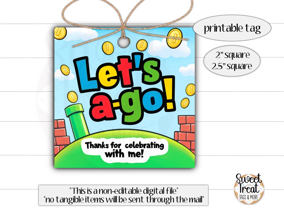 Printable Mario Favor Tag - Super Mario Birthday Favors - Mario ...