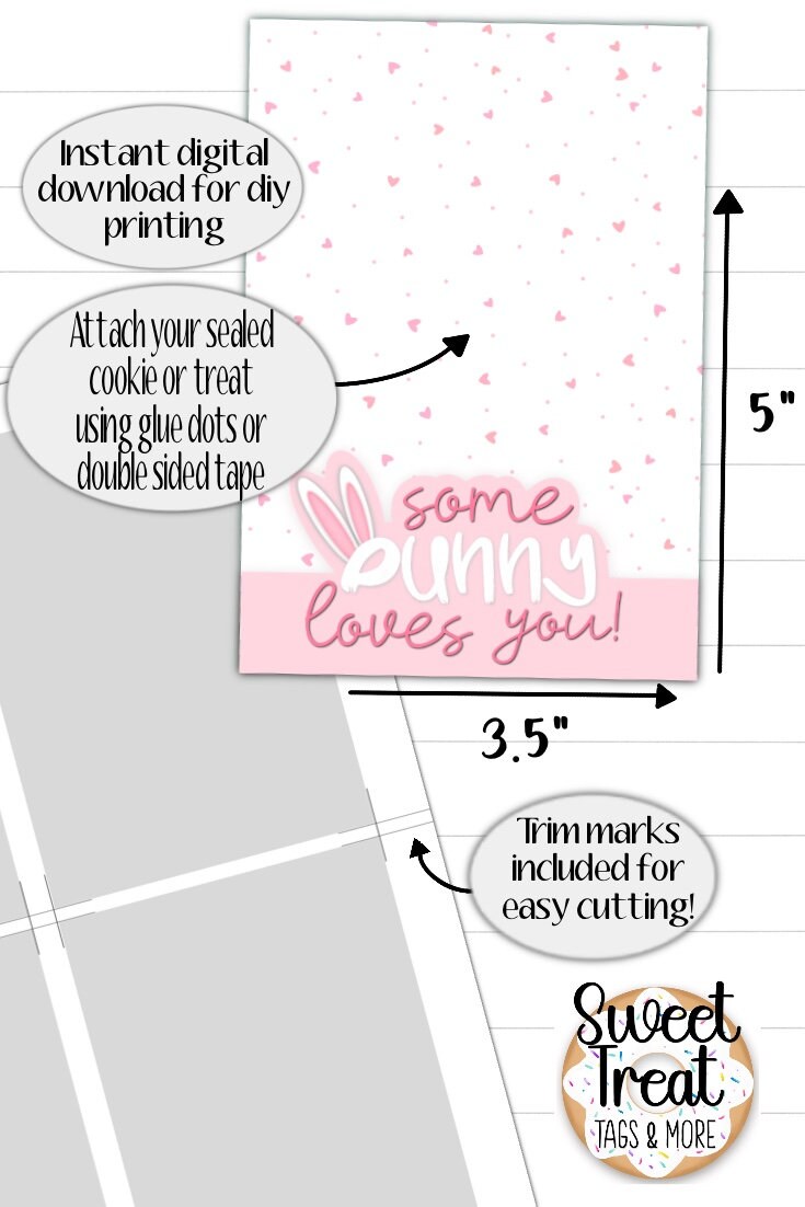 Printable Easter Cookie Card - Some Bunny Loves You - 3.5x5" Easter ...