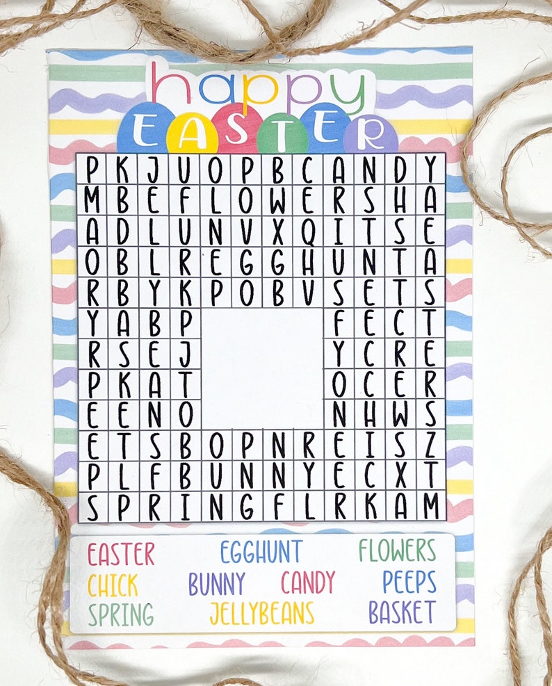 Printable Easter Cookie Card - Happy Easter - Word Search- 3.5x5" Word ...